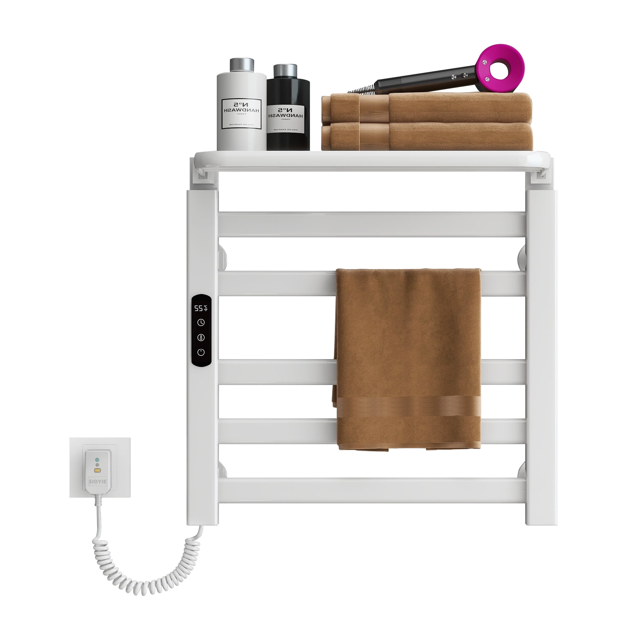 SIOYIE Towel Warmer Bathroom Wall Mounted 5 Bars Electric Towel Drying ...