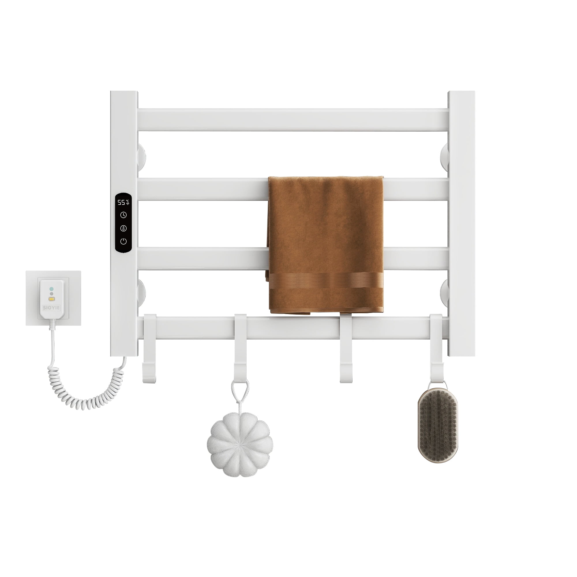 SIOYIE Towel Warmer Bathroom Wall Mounted 8 Bars Electric Towel Drying ...