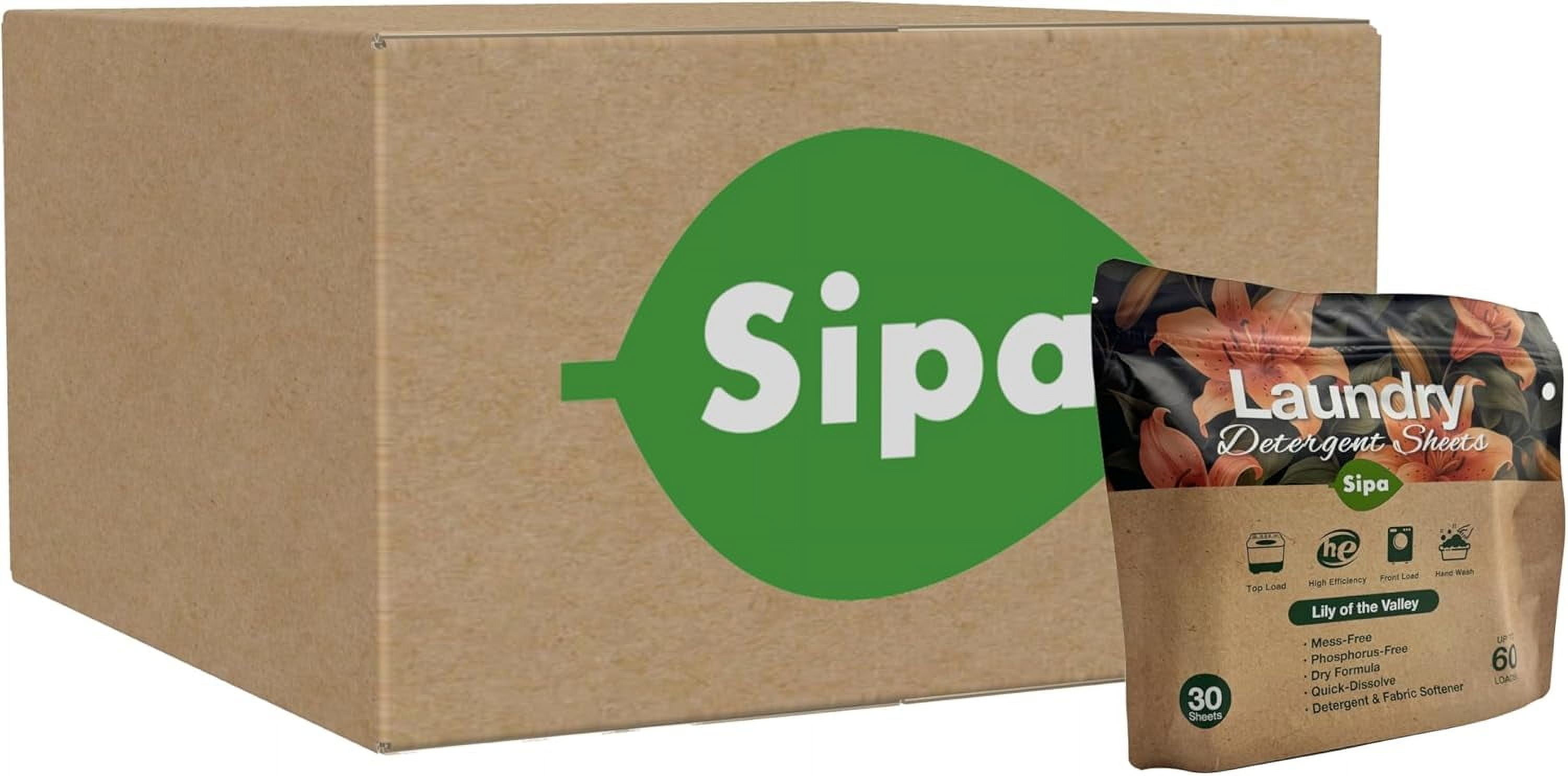 SIPA Laundry Detergent Sheets Bag - 30 Sheets, Up to 60 Loads, Lily of ...