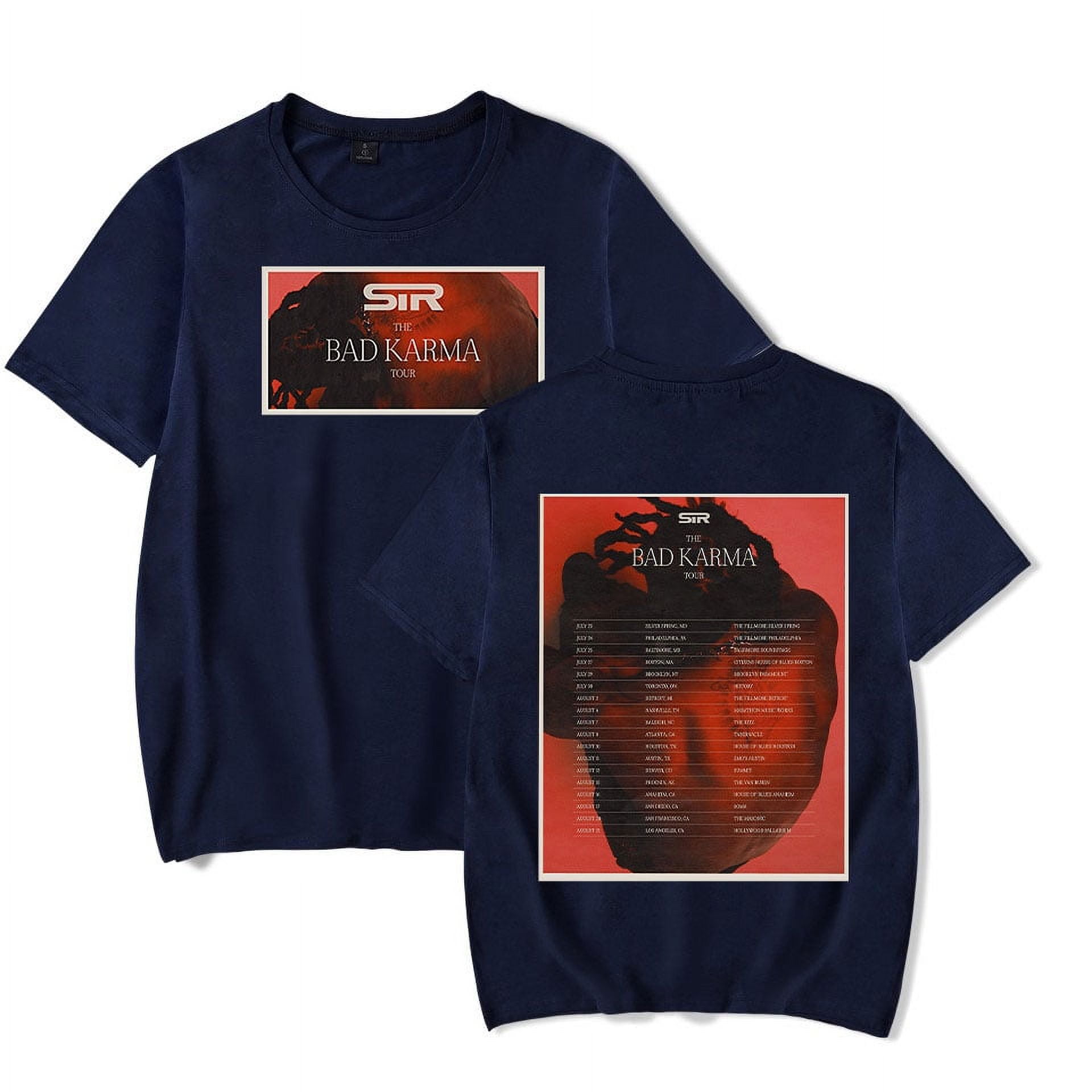 SIR The Bad Karma Tour 2024 T-Shirt Women Men Rapper Tour Fashion Short ...