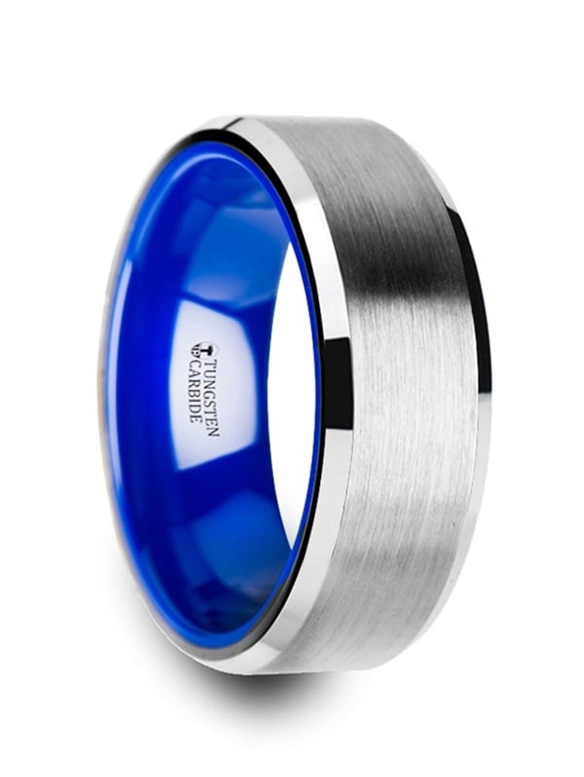 SIRIUS Flat Beveled Edges Tungsten Ring with Brushed Center and Vibrant ...