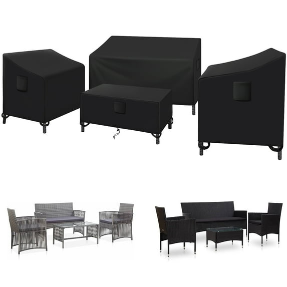 SIRUITON 600D Patio Furniture Cover Set, Weatherproof Outdoor Furniture ...