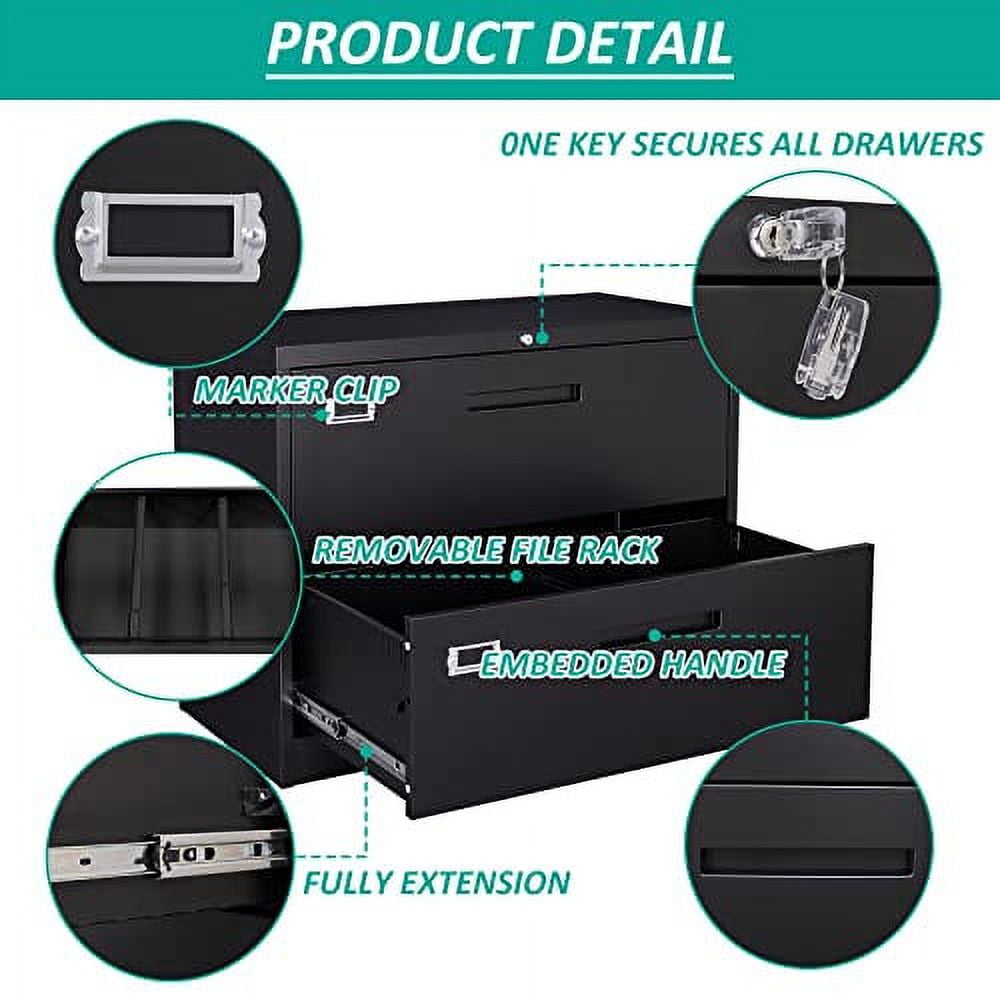 SISESOL 2 Drawer File Cabinet with Lock,Two Drawer Filing Cabinet ...