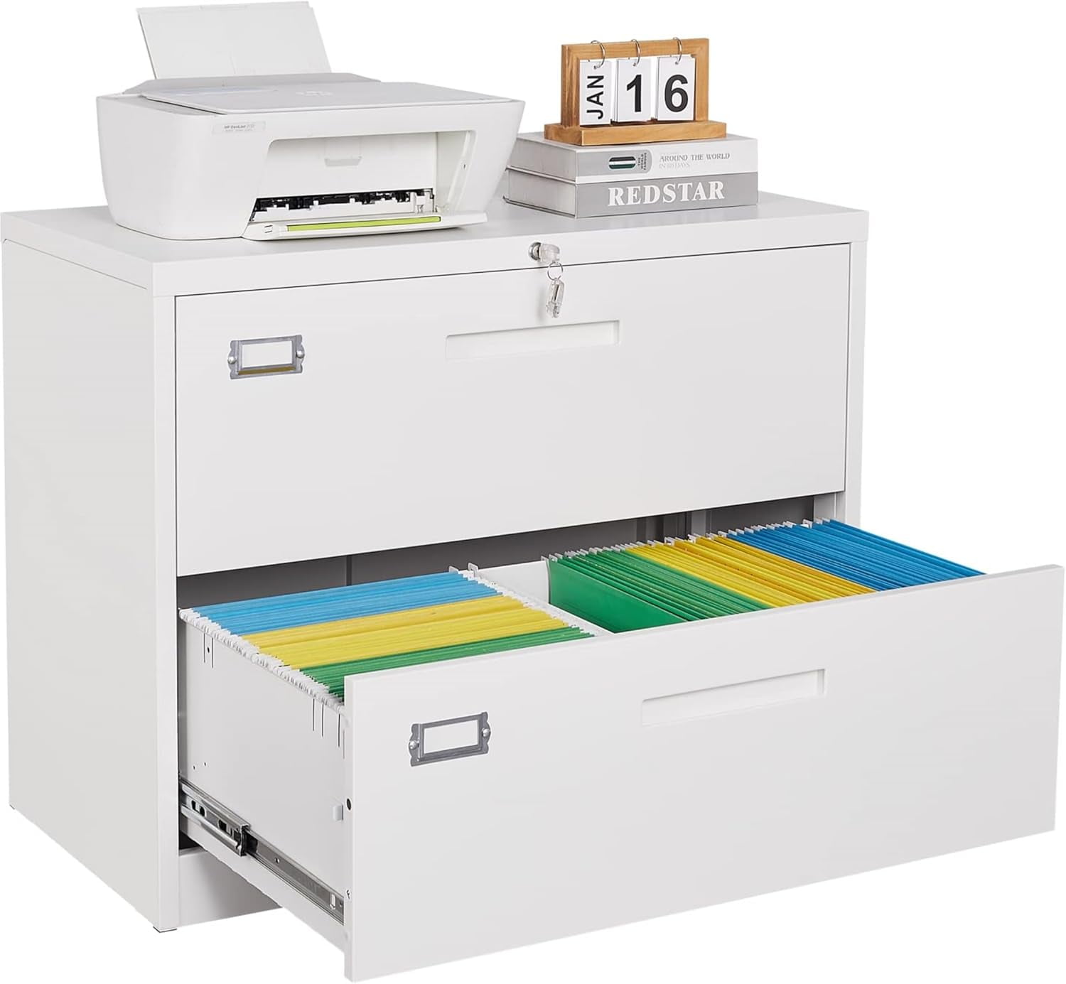SISESOL 2 Drawer Lateral File Cabinet with Lock,White Lateral Filing ...