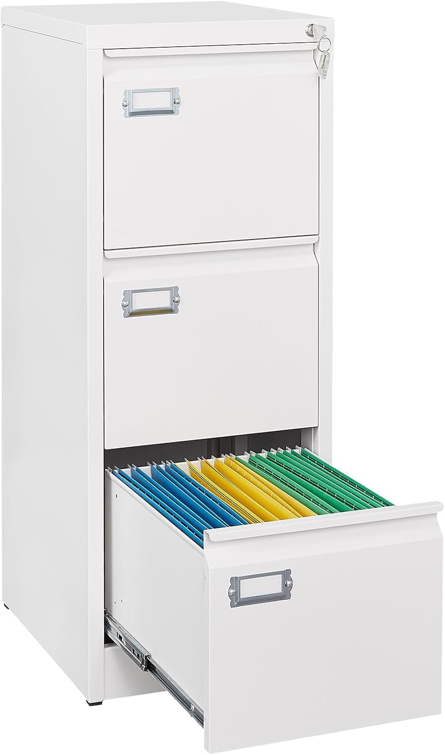 SISESOL 3 Drawer File Cabinet with Lock and Tag,Narrow Three Drawer ...