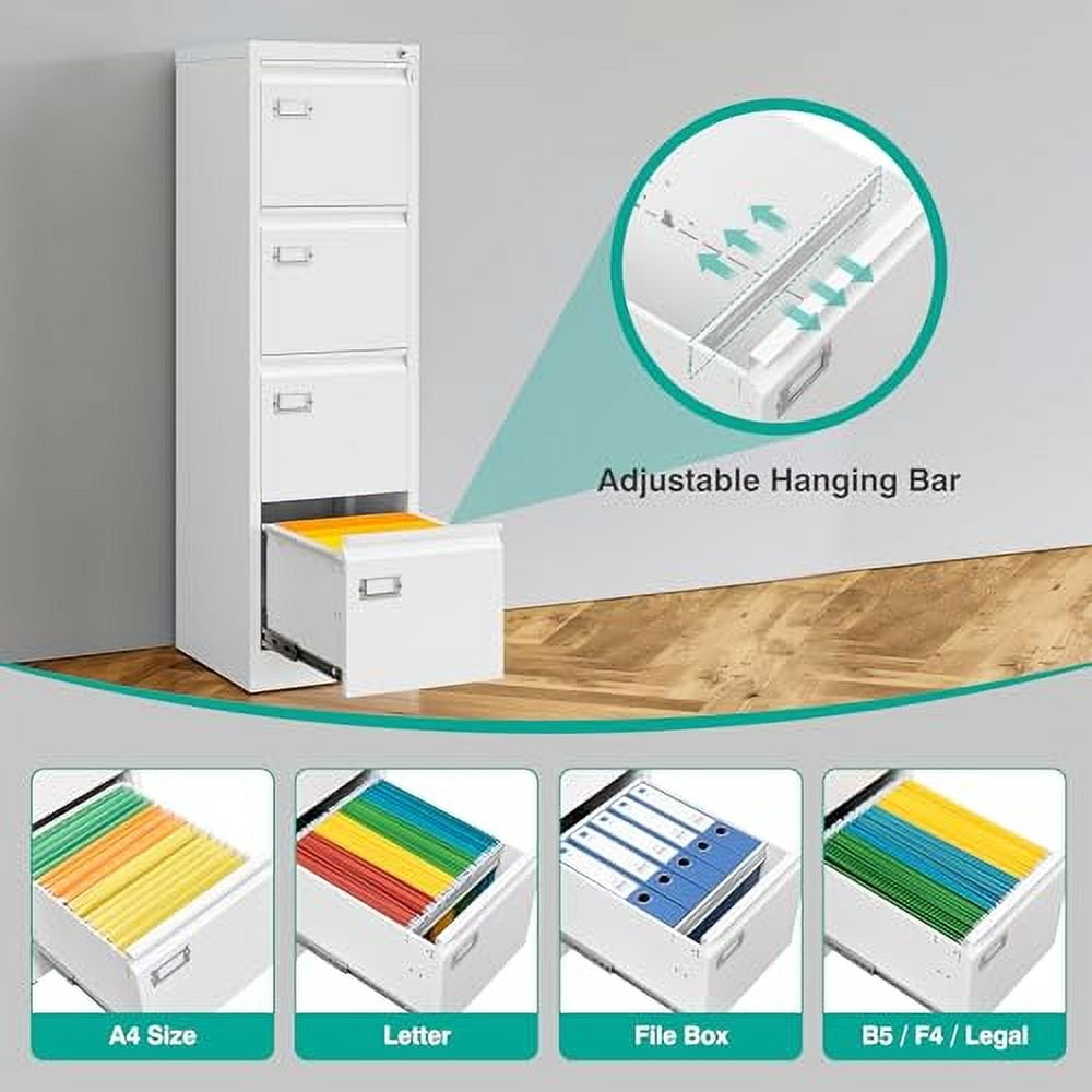 SISESOL 4 Drawer Vertical File Cabinet with Lock, Stainless Steel ...