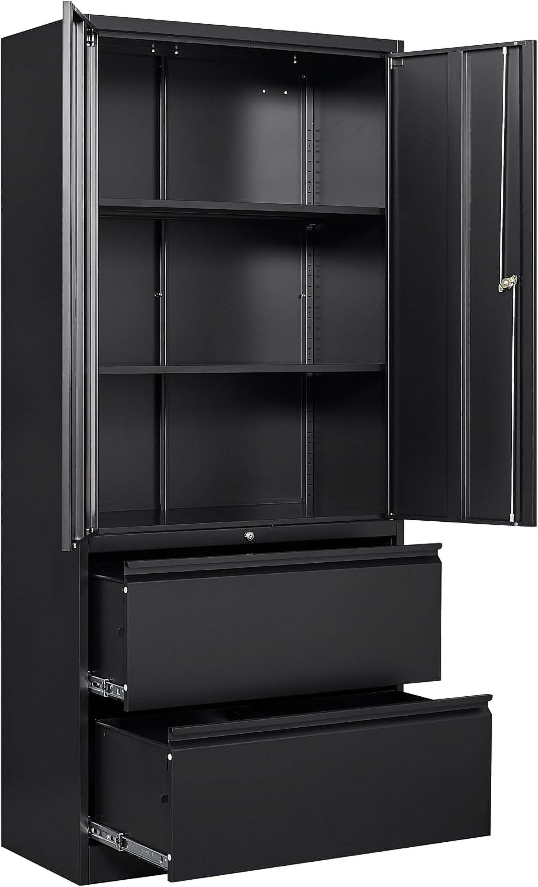 SISESOL Black Metal Storage Cabinet with Drawer and Shelf, 71" Metal ...