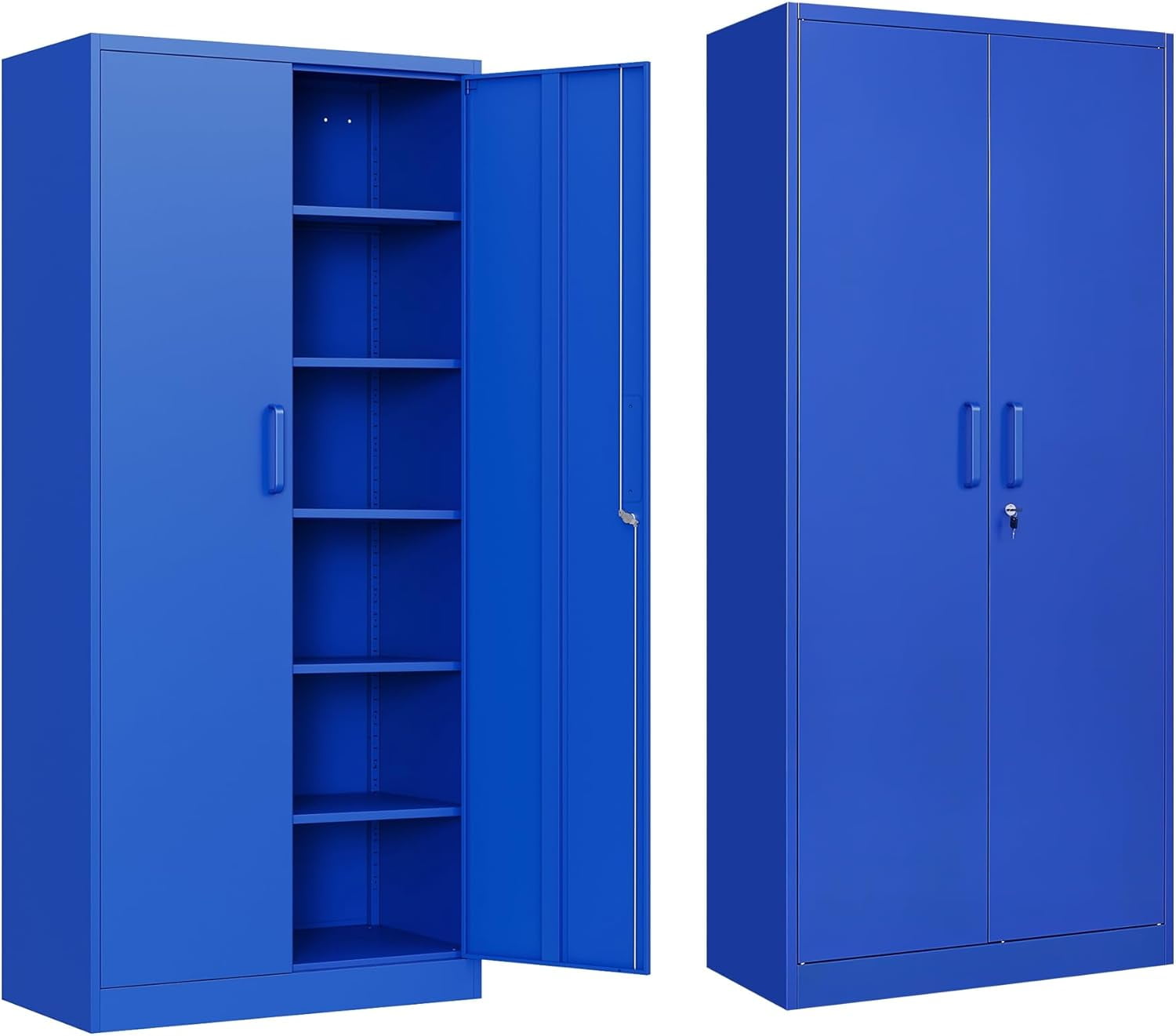 SISESOL Blue Metal Storage Cabinet with 6 Shelves,71" Garage Storage ...