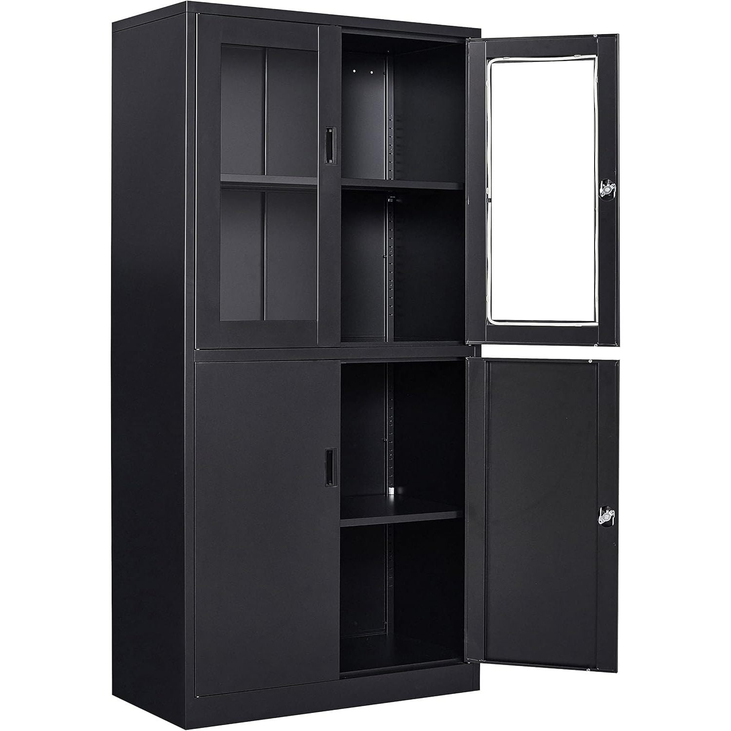 SISESOL Display Cabinet with Glass Doors,Metal Storage Cabinet with ...