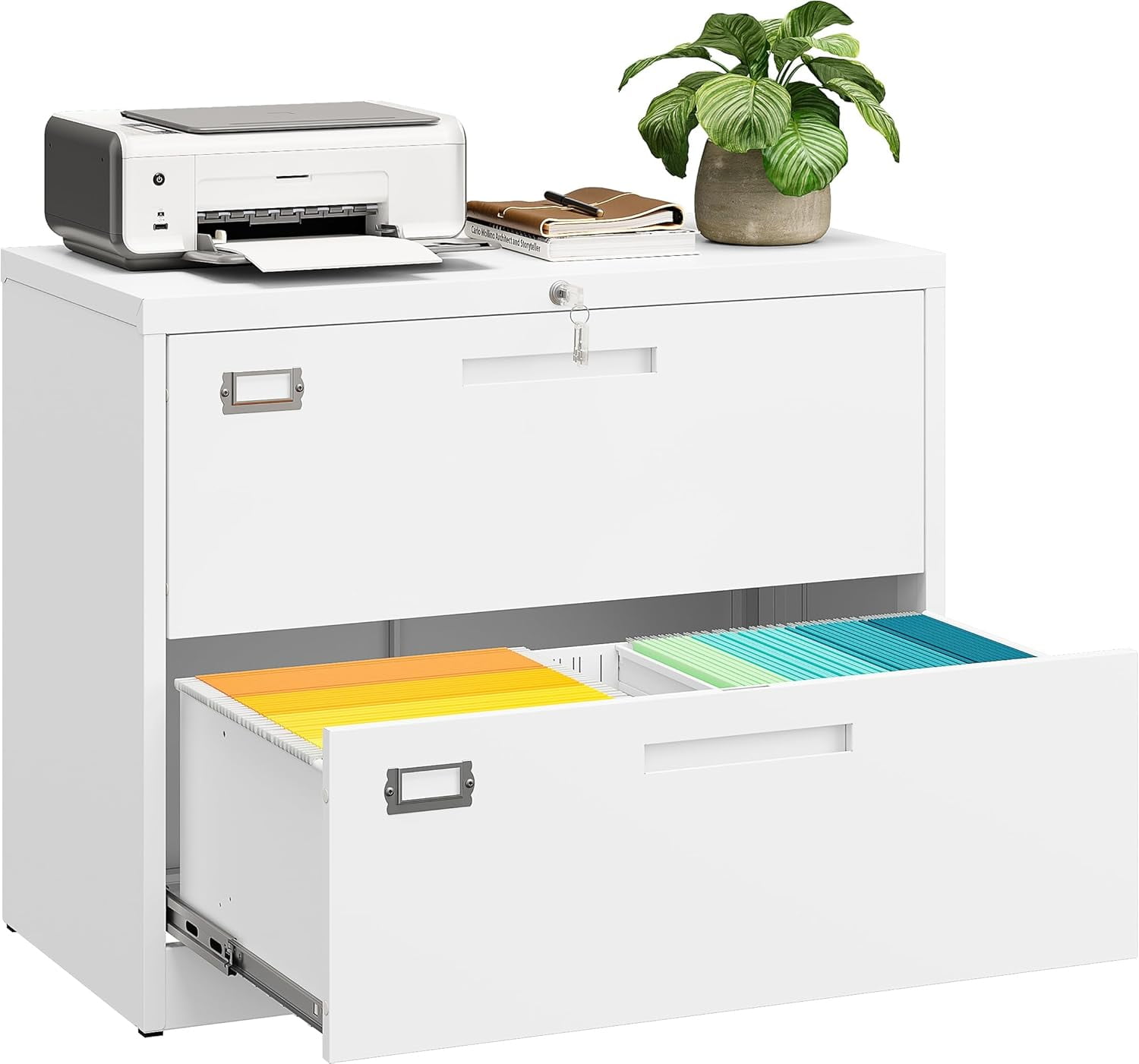 SISESOL Locking Metal Lateral File Cabinet with Shelf and Drawers ...