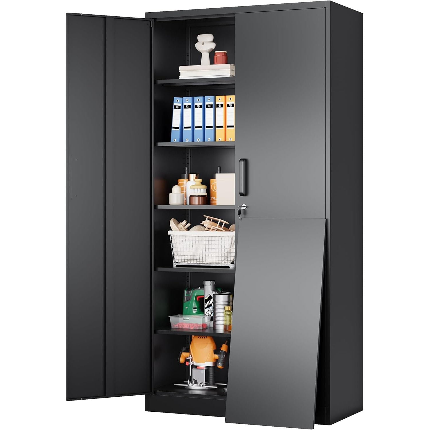 SISESOL Metal Storage Cabinet with 2 Doors and 6 Shelves,72x36x18 ...