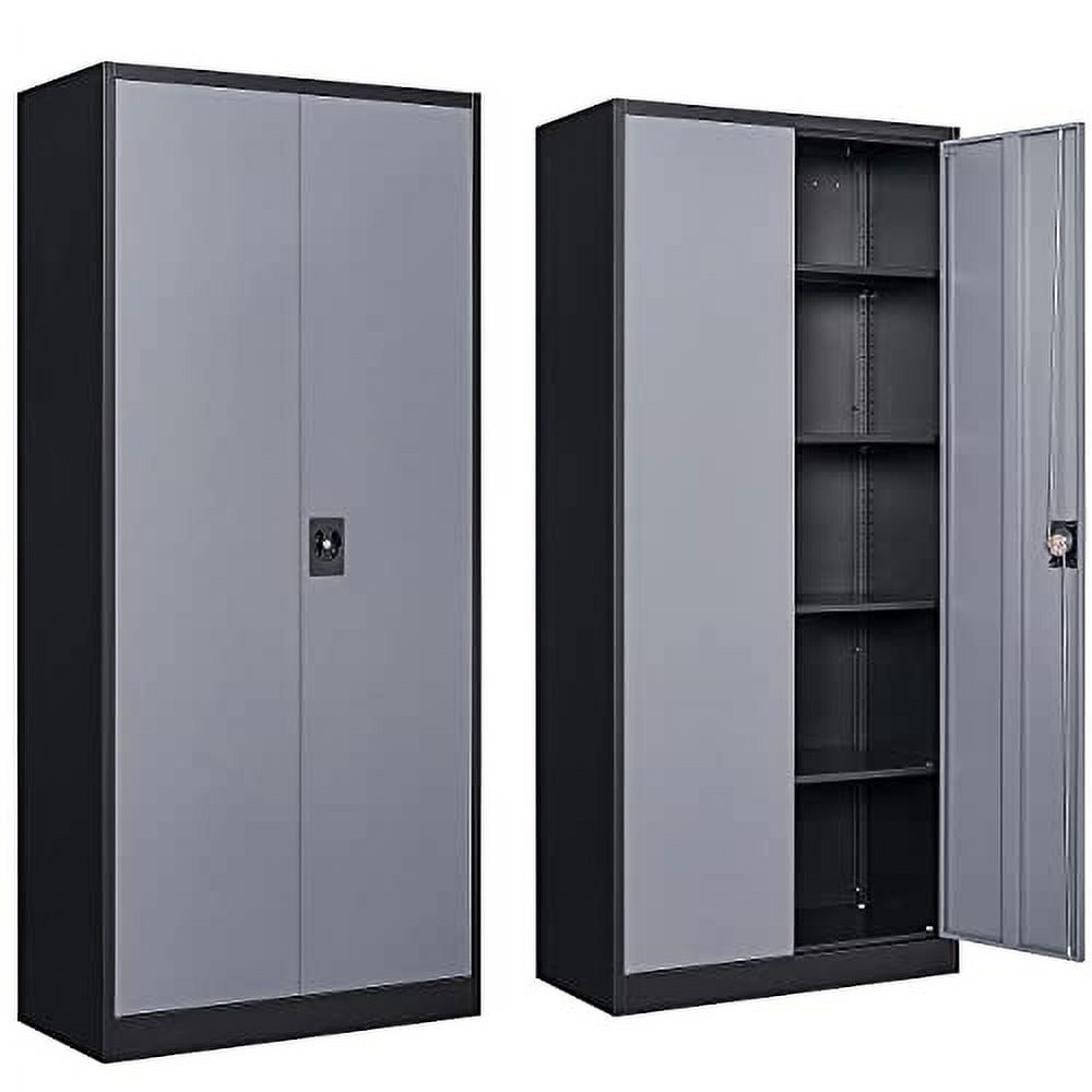 SISESOL Metal Storage Cabinet,Black Metal Cabinet with Doors and ...