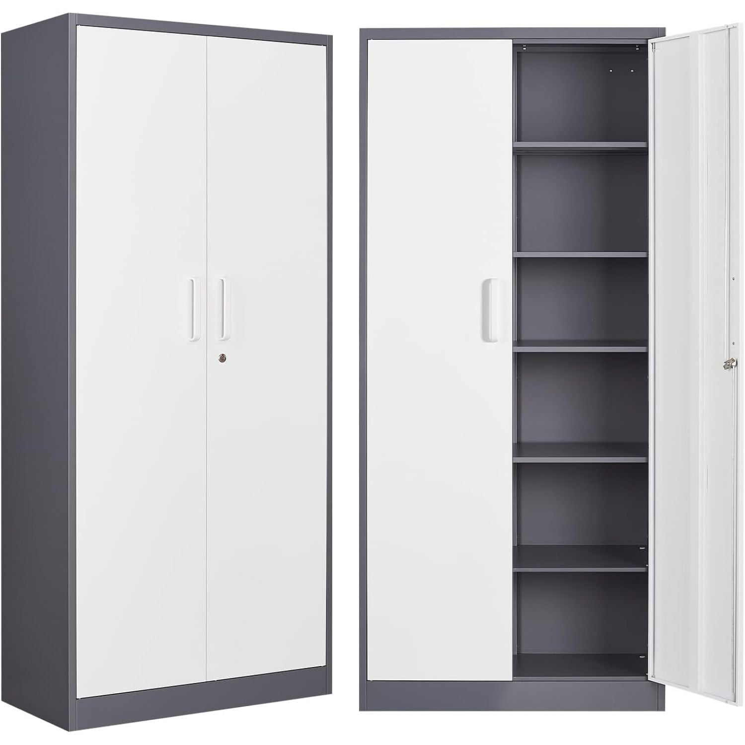 SISESOL Metal Storage Cabinet with Doors and Shelves, 71" Tool Storage ...