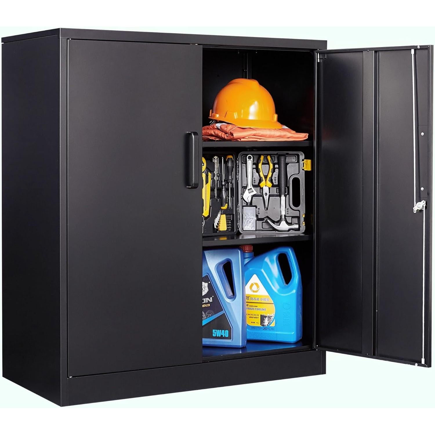 SISESOL Metal Storage Cabinet with Doors and Shelves,Small Garage ...