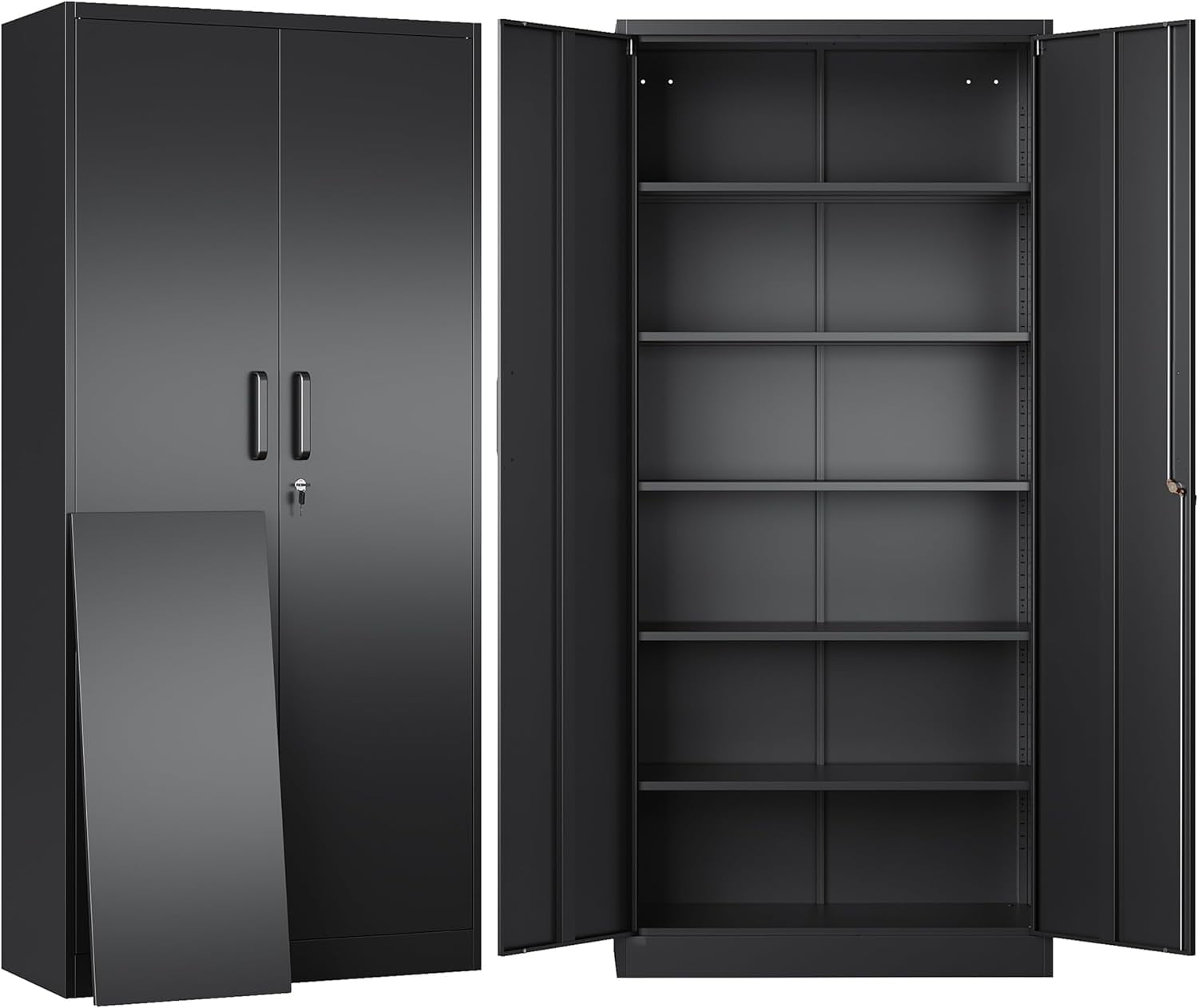 SISESOL Metal Storage Cabinet with Lock and 5 Adjustable Shelves ...