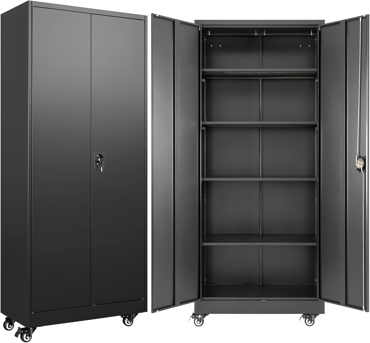 SISESOL Metal Storage Cabinet with Wheels,Rolling Garage Storage ...