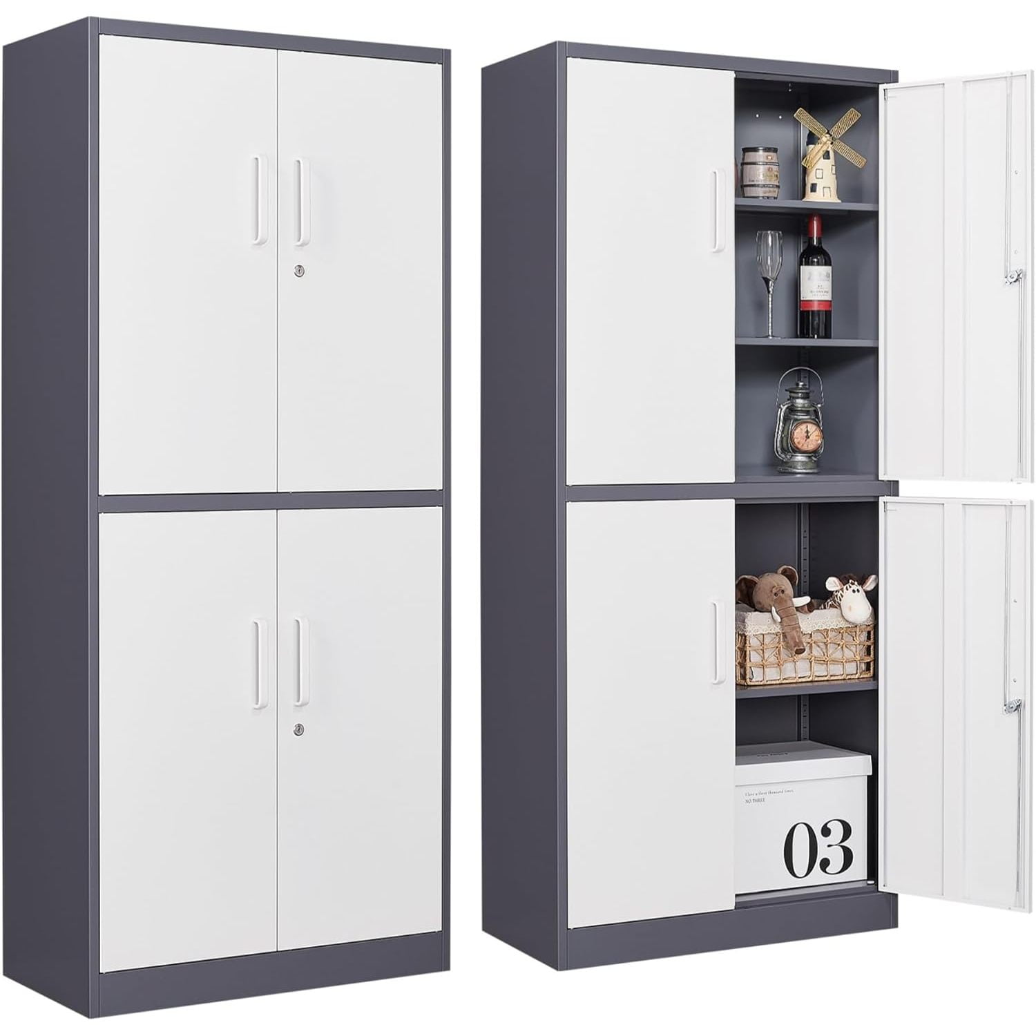 SISESOL Metal Storage Cabinets with Doors and Shelves,71" Garage ...