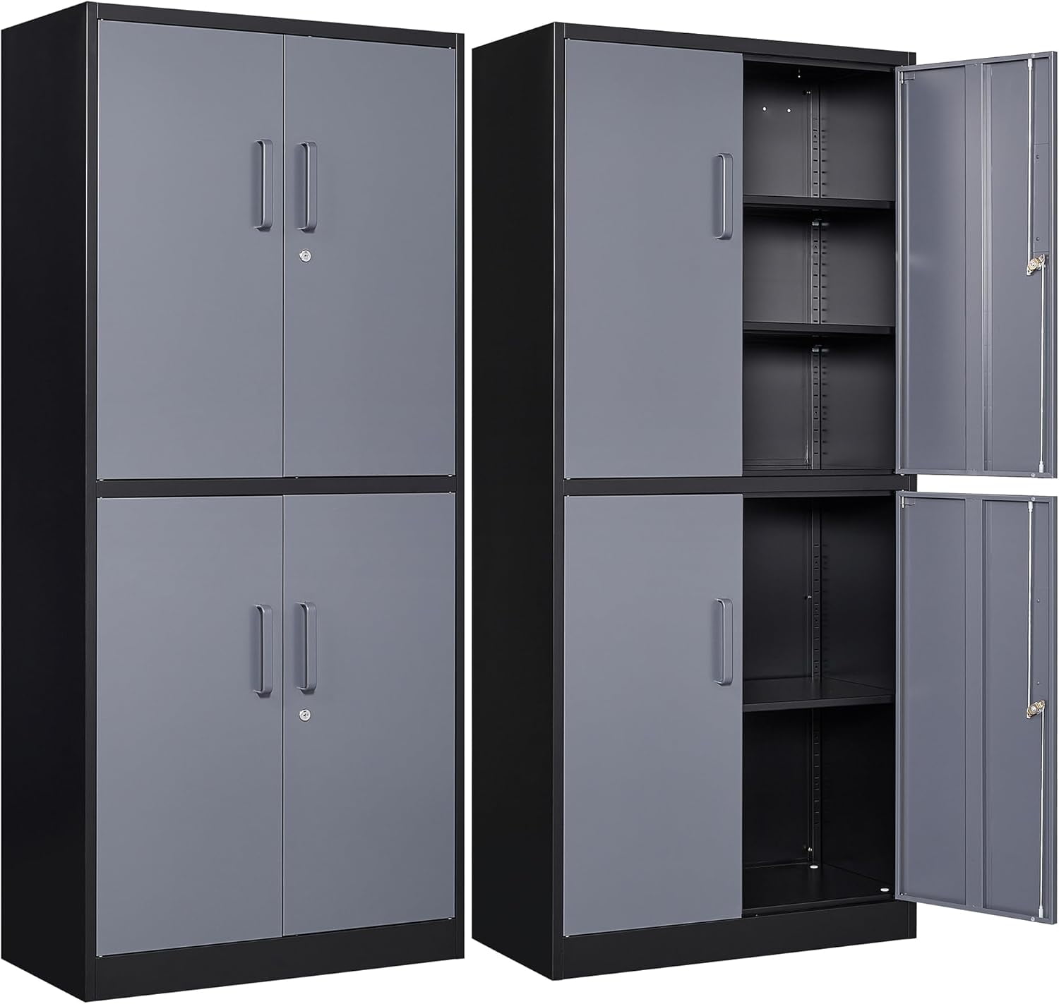 SISESOL Metal Storage Cabinets with Doors and Shelves,71" Metal Garage ...