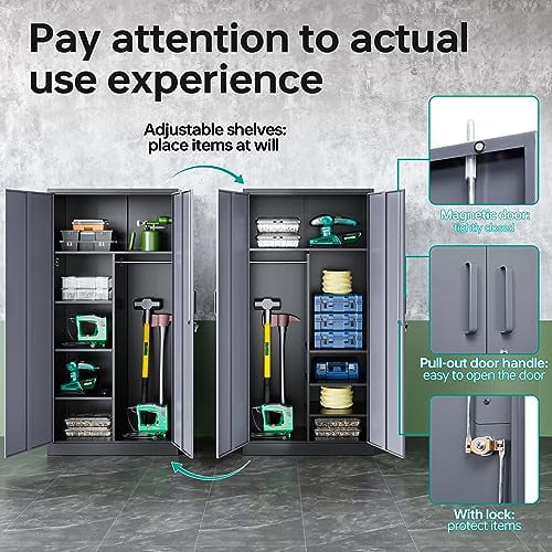 SISESOL Metal Storage Cabinets Locker with Locker Shelf, 72" Armoire ...