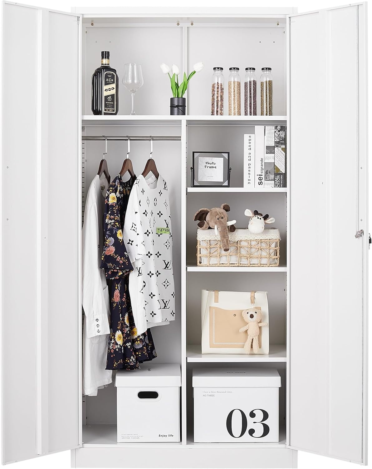 SISESOL Metal Storage Cabinets Locker with Shelf, 72" Armoire Closet ...