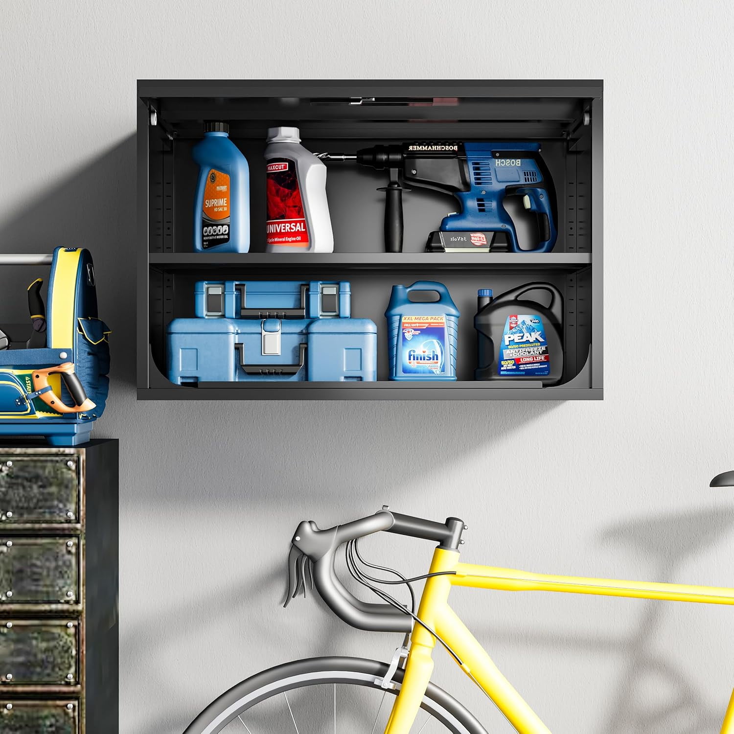 SISESOL Metal Wall Storage Cabinet with Up-Flip Door, 21.6" H Mounted ...