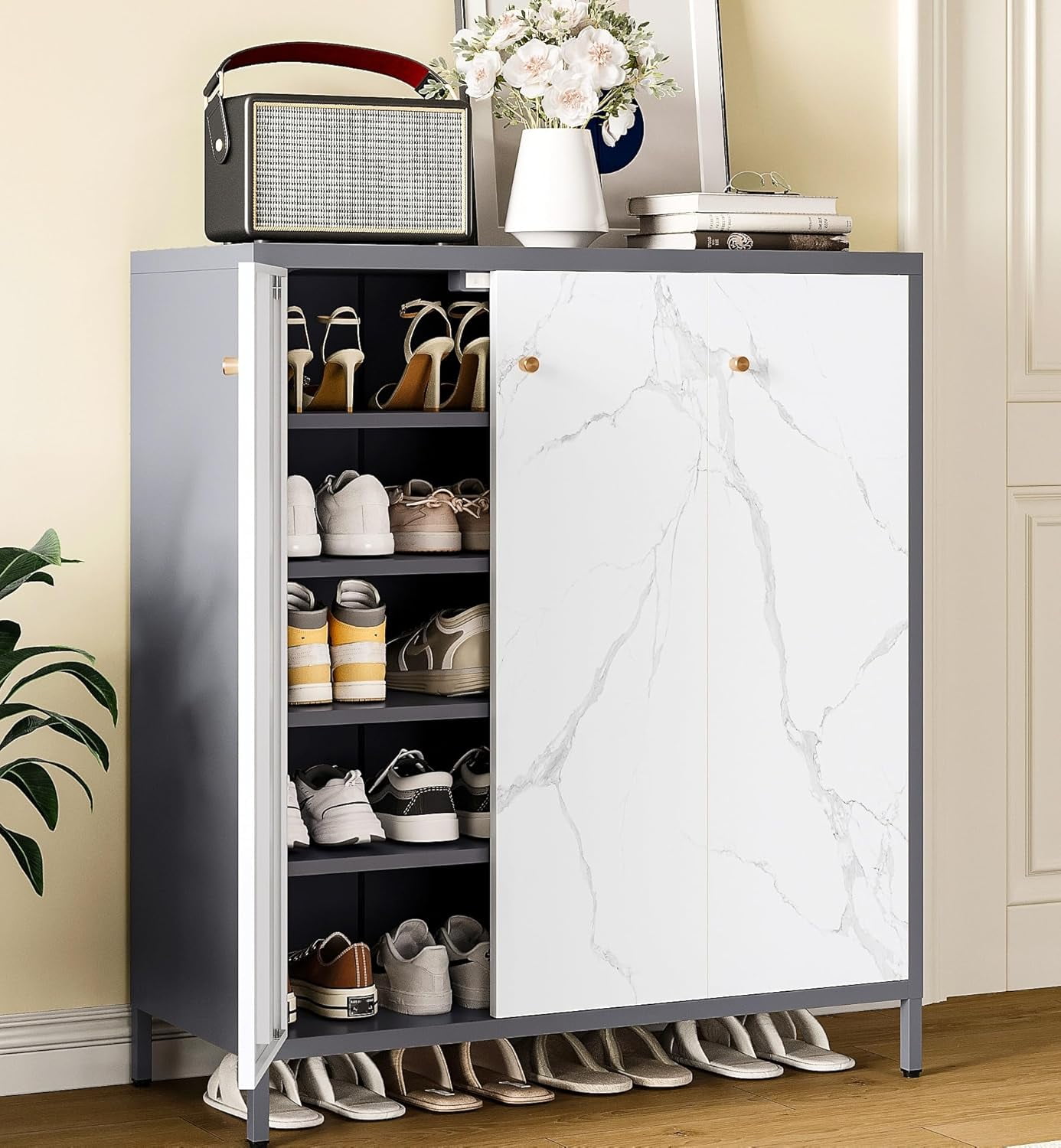 SISESOL Storage Cabinet with 3 Door and 5 Shelves,Wide Cabinet Storage ...