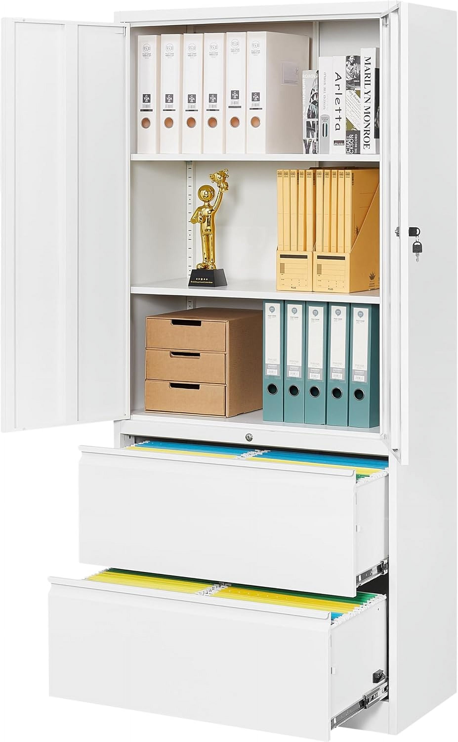SISESOL Storage Cabinet Metal Display Cabinet with Glass Doors, 71in H ...