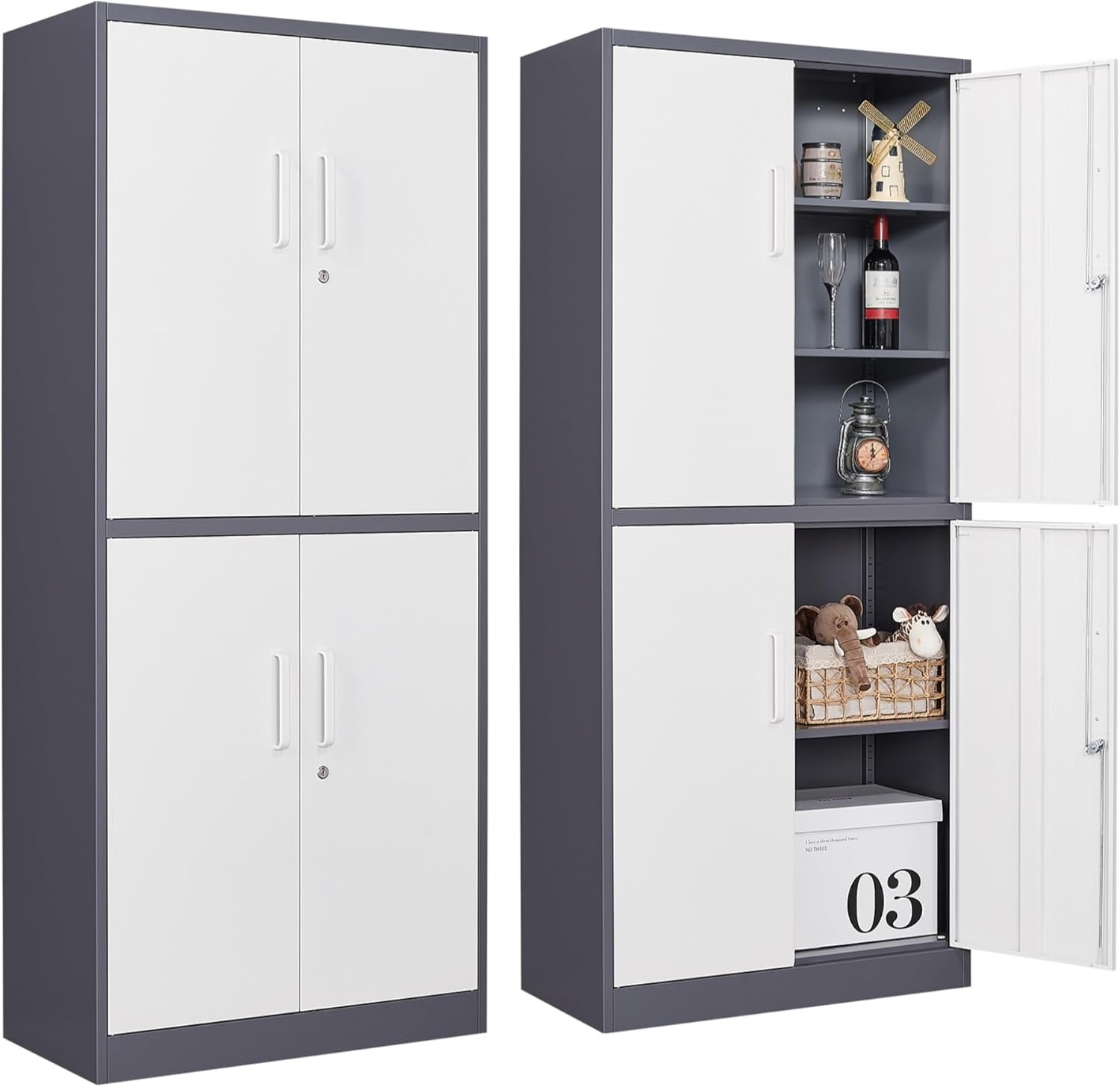 SISESOL Storage Cabinets With Doors And Shelves, 71'' Metal Garage ...