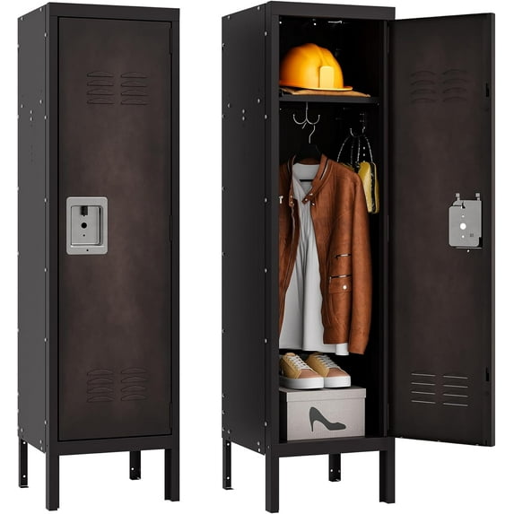 SISESOL Vintage Metal Locker with Hooks,Lockable 1 Door Storage Locker ...