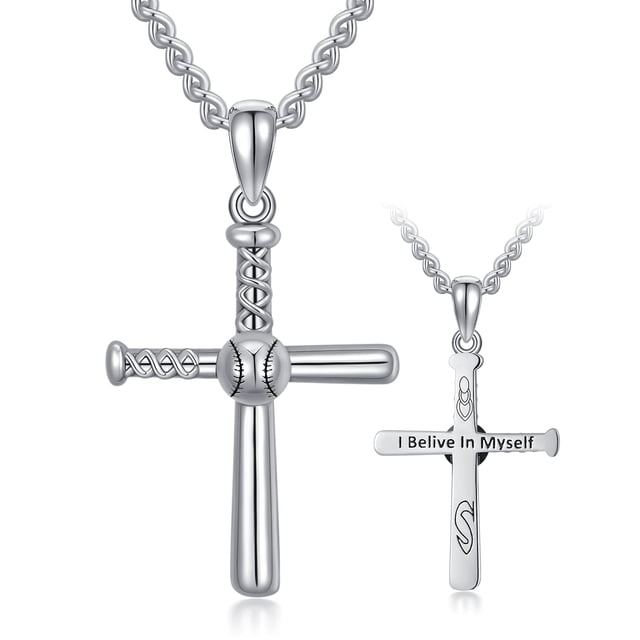 SISGEM Sterling Silver Cross Pendant Necklace with Stainless Steel ...
