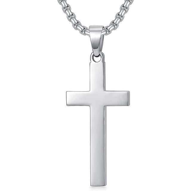 SISGEM 925 Sterling Silver Cross Pendant Necklace for Men and Boys, 22 ...