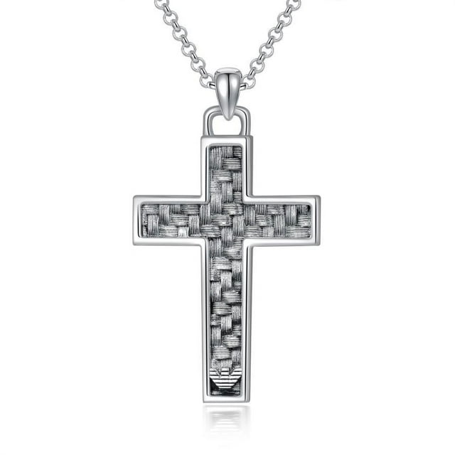 SISGEM 925 Sterling Silver Cross Necklace, 22''+2'' Chain, Faith ...