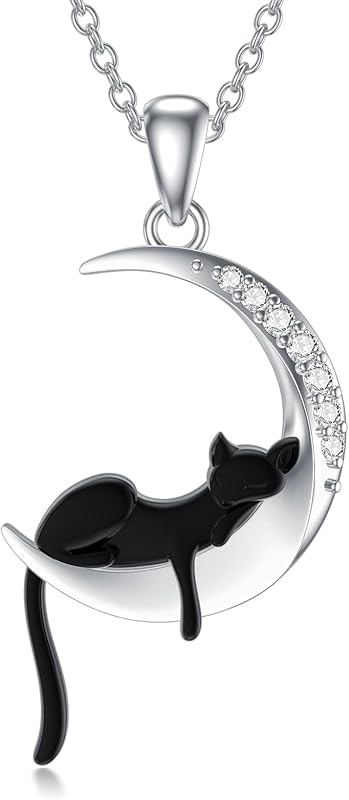 SISGEM Diamond Black Cat/Red Panda/Sloth/Deer/Unicorn Necklace for ...