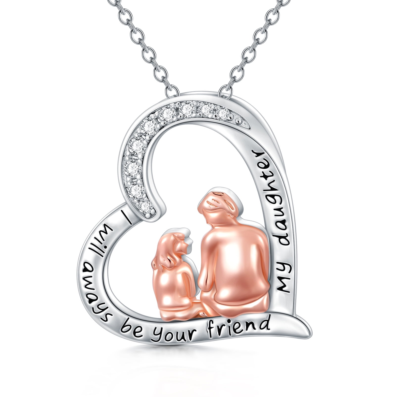 SISGEM Gifts for Mother S925 Sterling Silver Heart Necklace I Love You ...