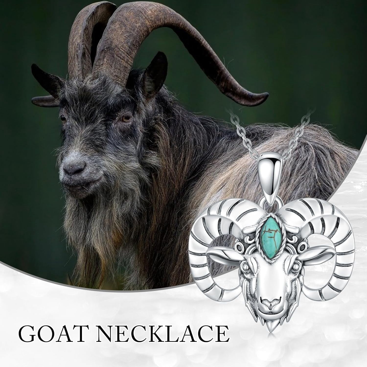 SISGEM Goat Turquoise Necklace S925 Sterling Silver Goat Turquoise ...