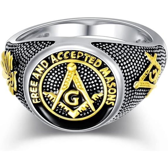 SISGEM Masonic Freemason Square & Compass Ring for Men Sterling Silver ...