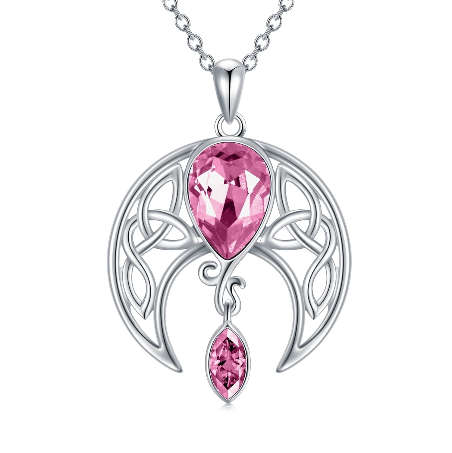 SISGEM Moon Necklace Sterling Silver Celtic Crescent Moon Goddess ...