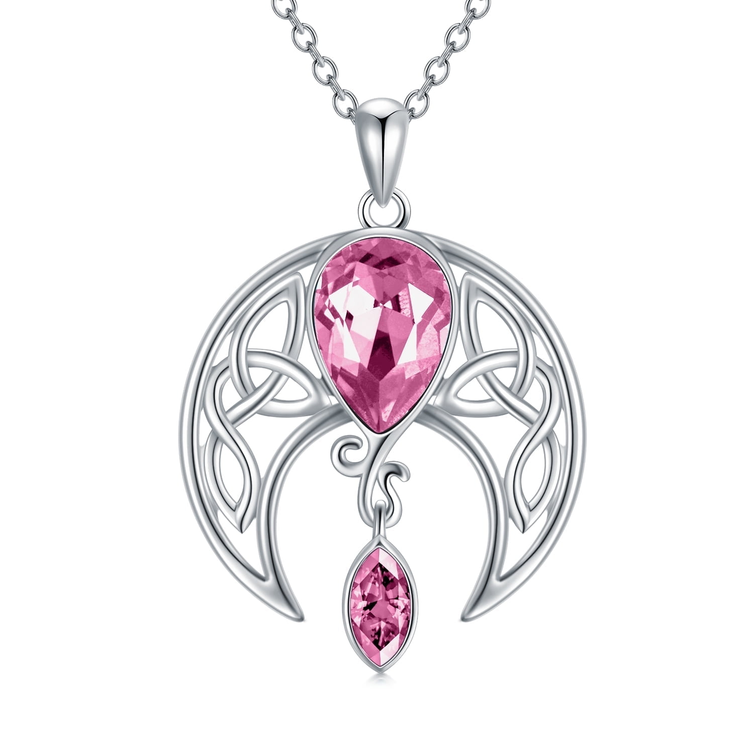 SISGEM Necklace Sterling Silver Celtic Crescent Moon Goddess Pendant ...