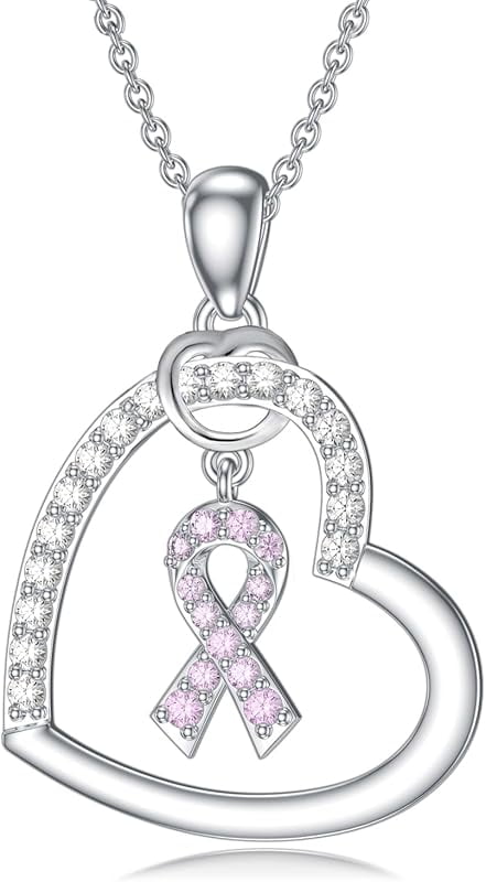 SISGEM Sterling Silver Breast Cancer Awareness Necklace Survive Pink ...