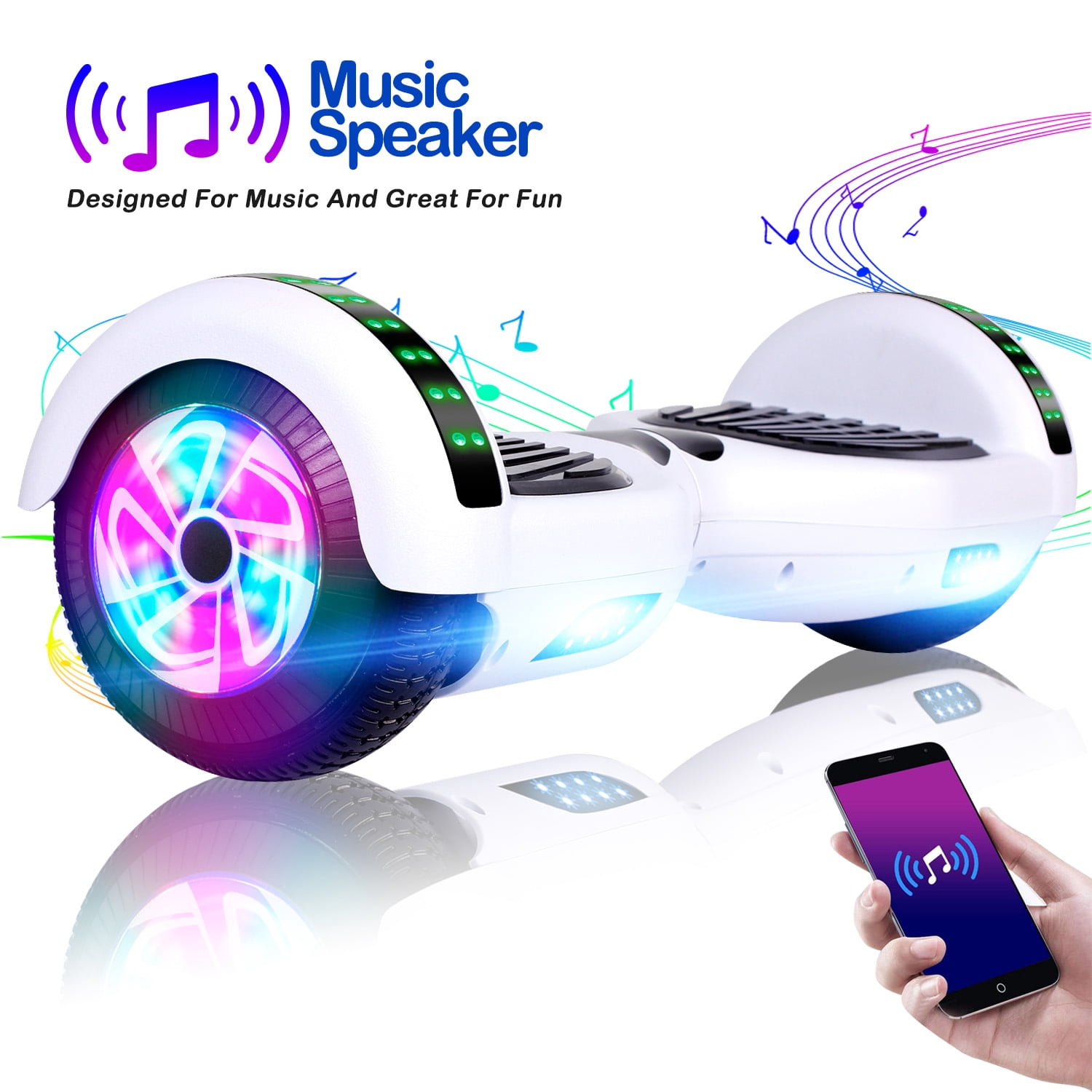 SISIGAD 6.5" Hoverboard with Bluetooth and LED Lights Smart Self ...
