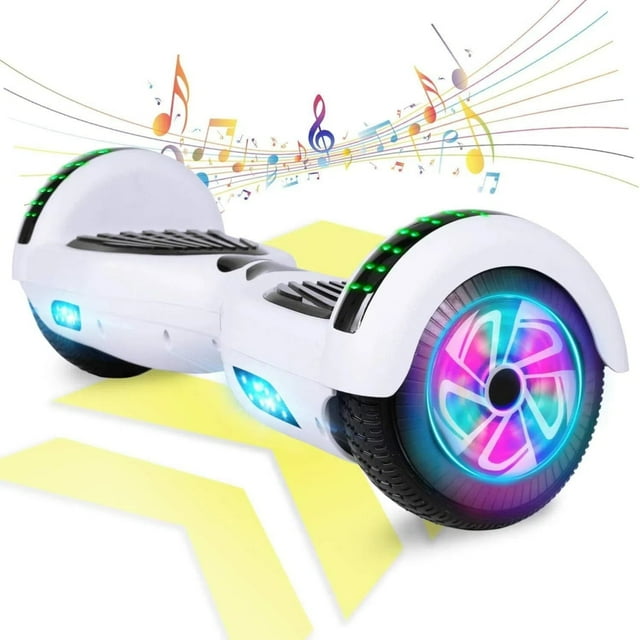 SISIGAD Bluetooth Hoverboard with Music Speaker, LED Lights, 6.5 In ...
