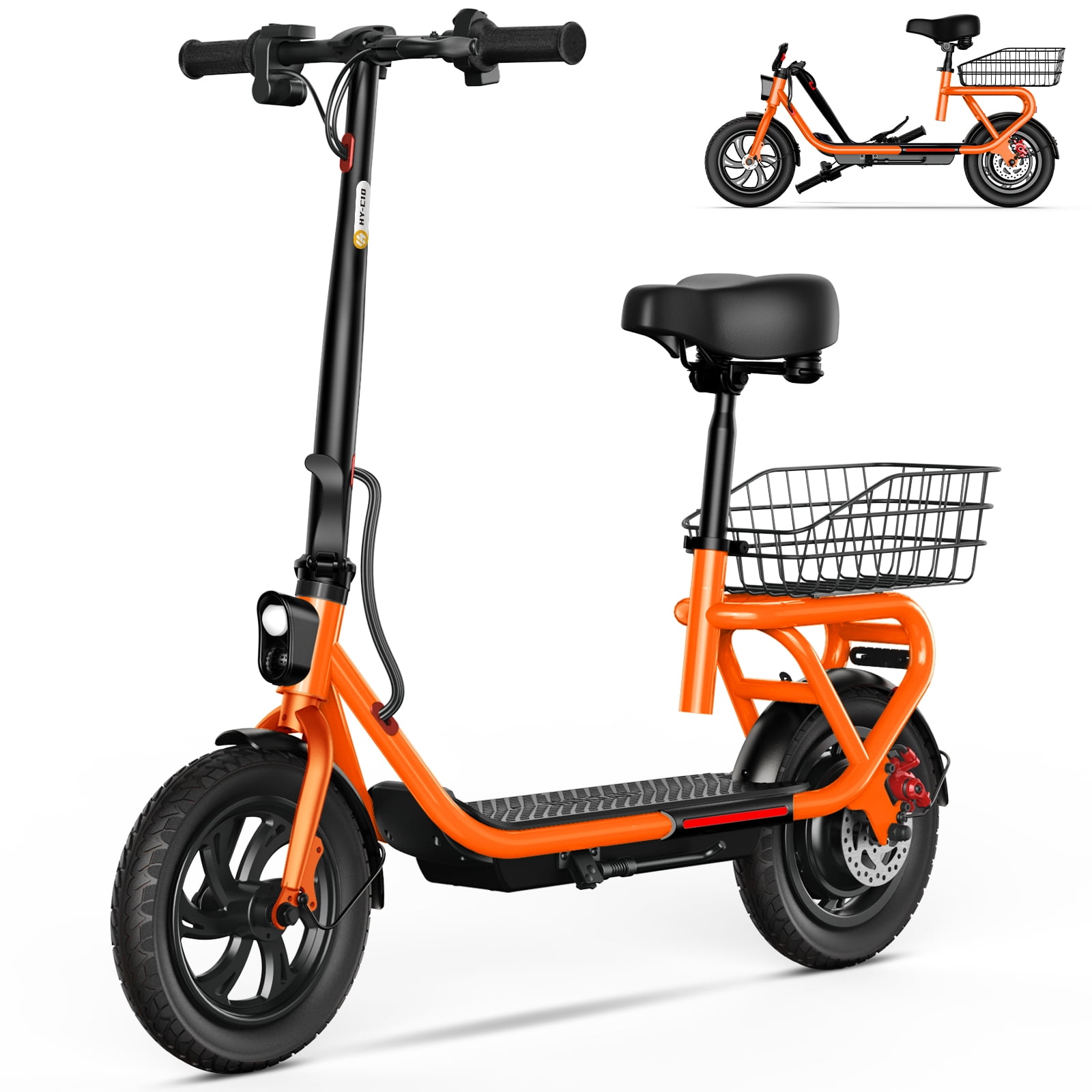 SISIGAD Electric Scooter with Seat, 12" Pneumatic Tires, Peak 500W ...