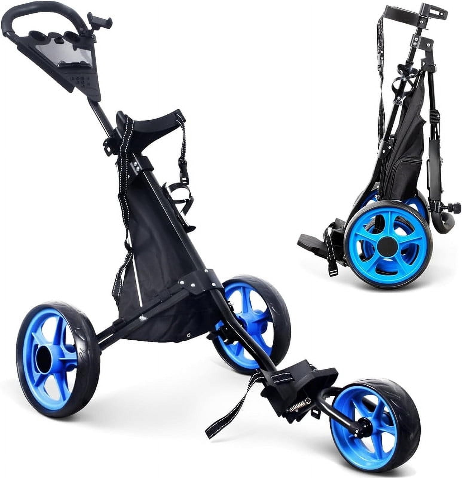 SISIGAD Folding 3 Wheel Golf Push Cart, Push Pull Golf Club Cart ...