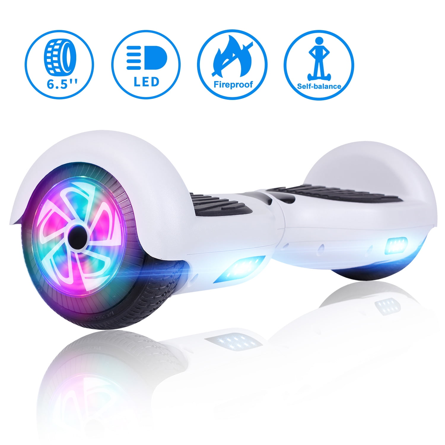 SISIGAD Hoverboard 6.5" Two-Wheel Self Balancing Hoverboard with LED ...