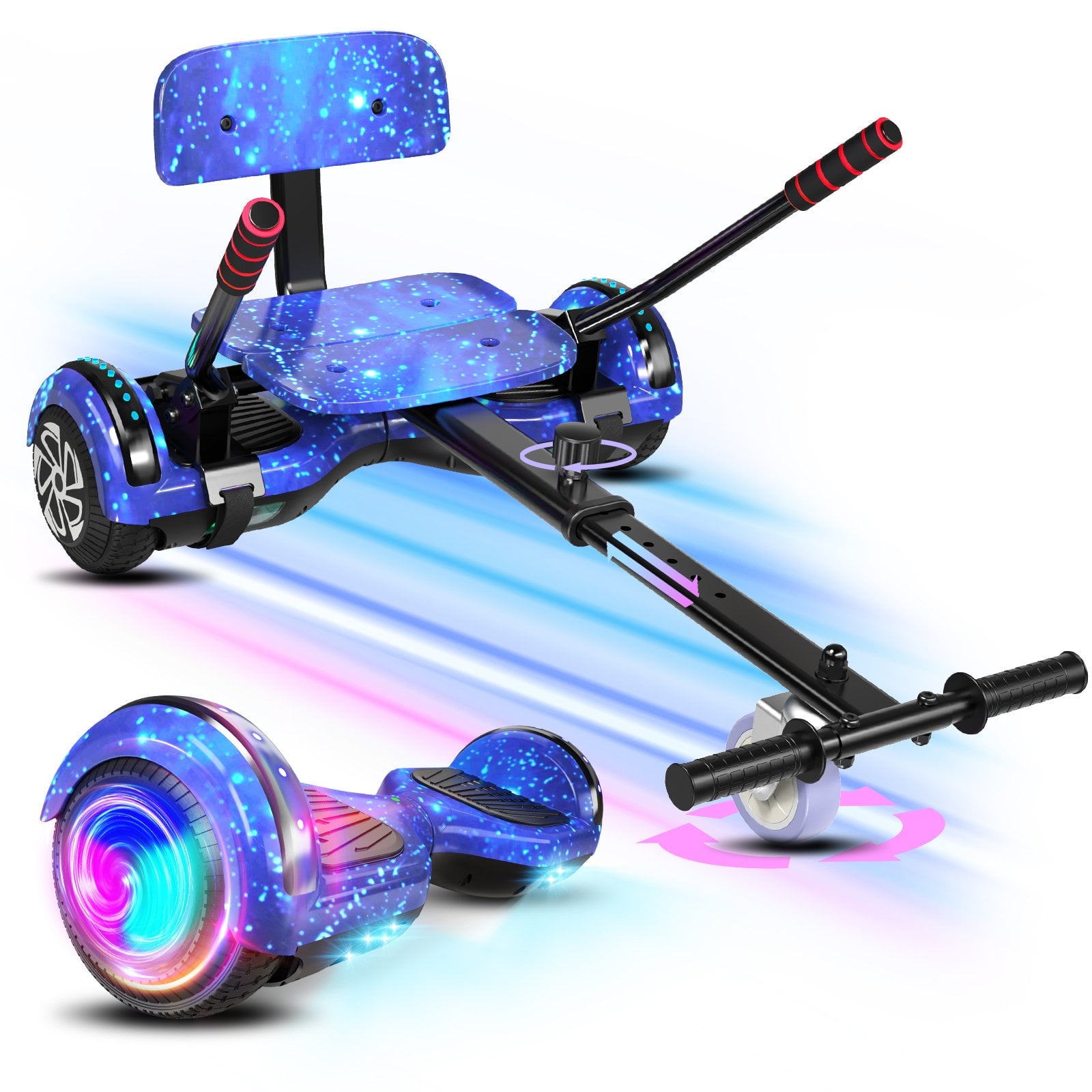 SISIGAD Hoverboard Go Kart with Bluetooth and Lights, 6.5" Hover Board ...
