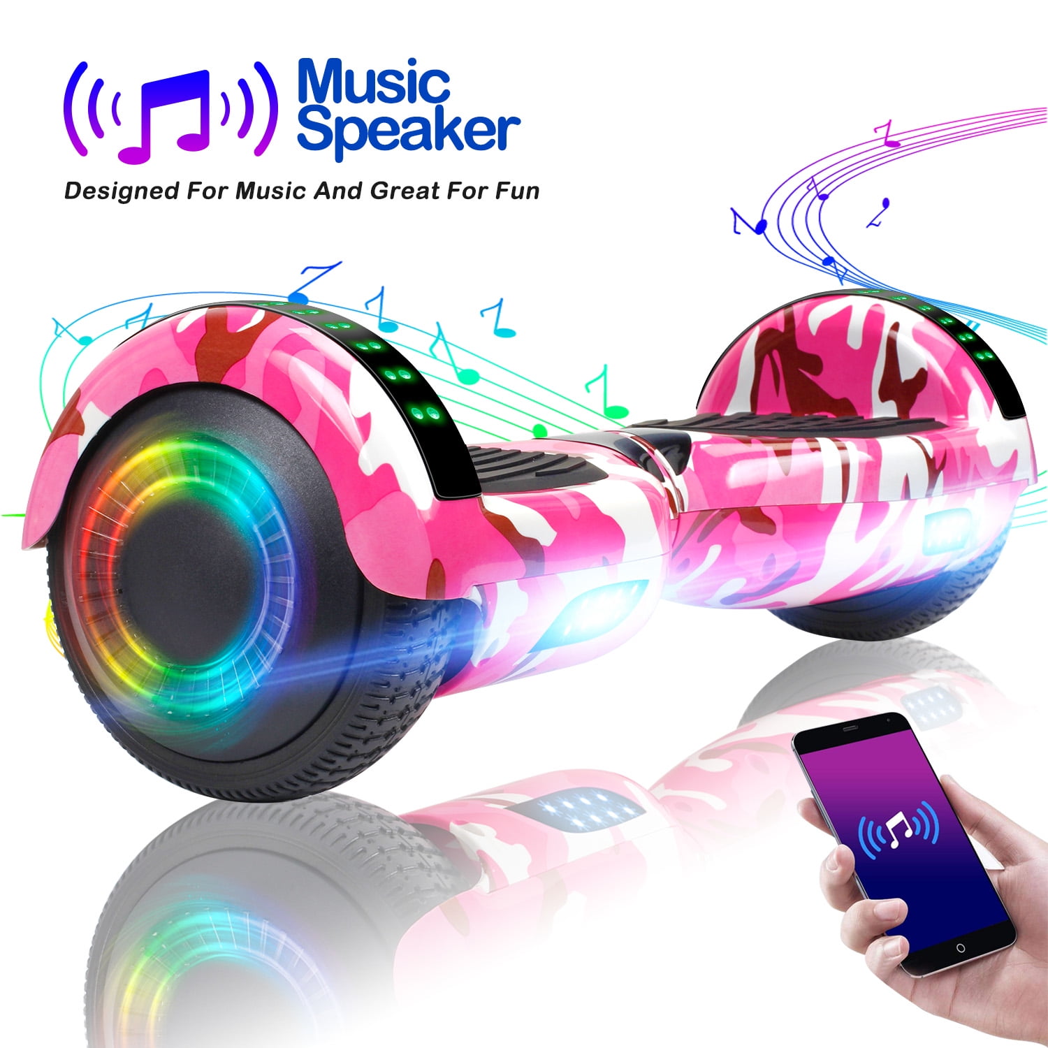 SISIGAD Hoverboard with Bluetooth Speaker and LED Lights, All-Terrain ...