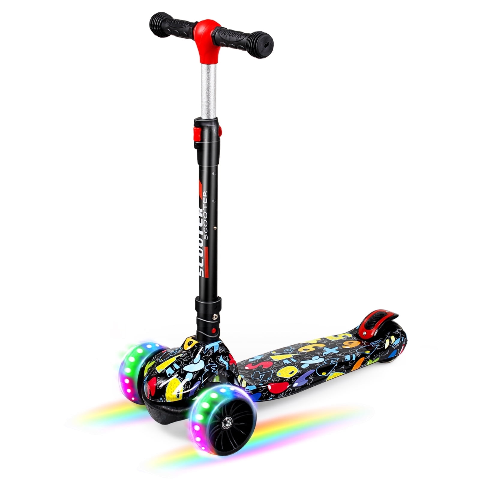 SISIGAD Kids Scooter Mini Aluminum 3 Wheels LED Light Up Folding Kick ...