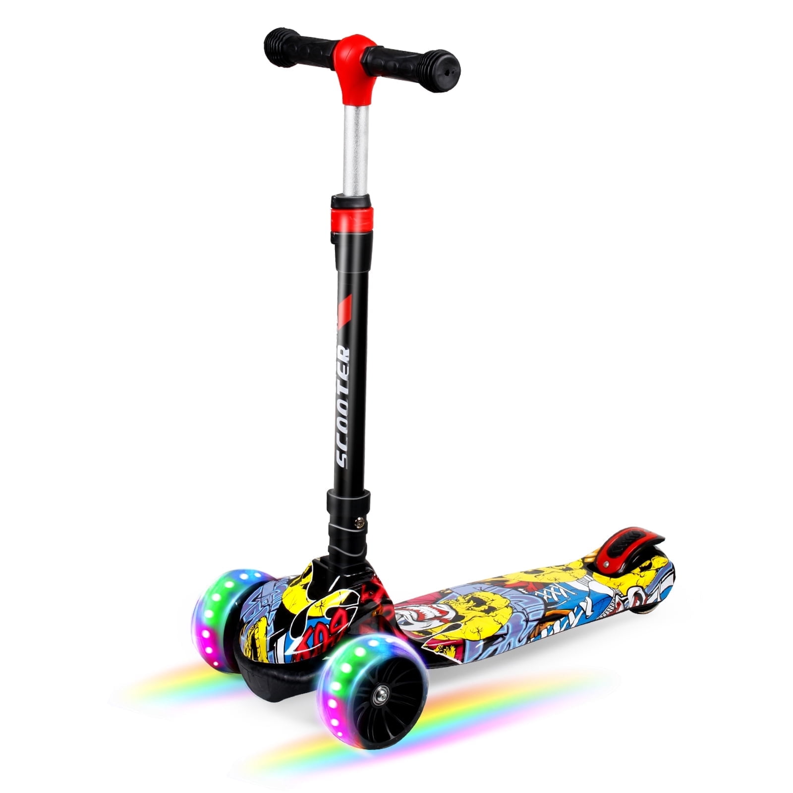 SISIGAD Kids Scooter Mini Aluminum 3 Wheels LED Light-up Folding Kick ...