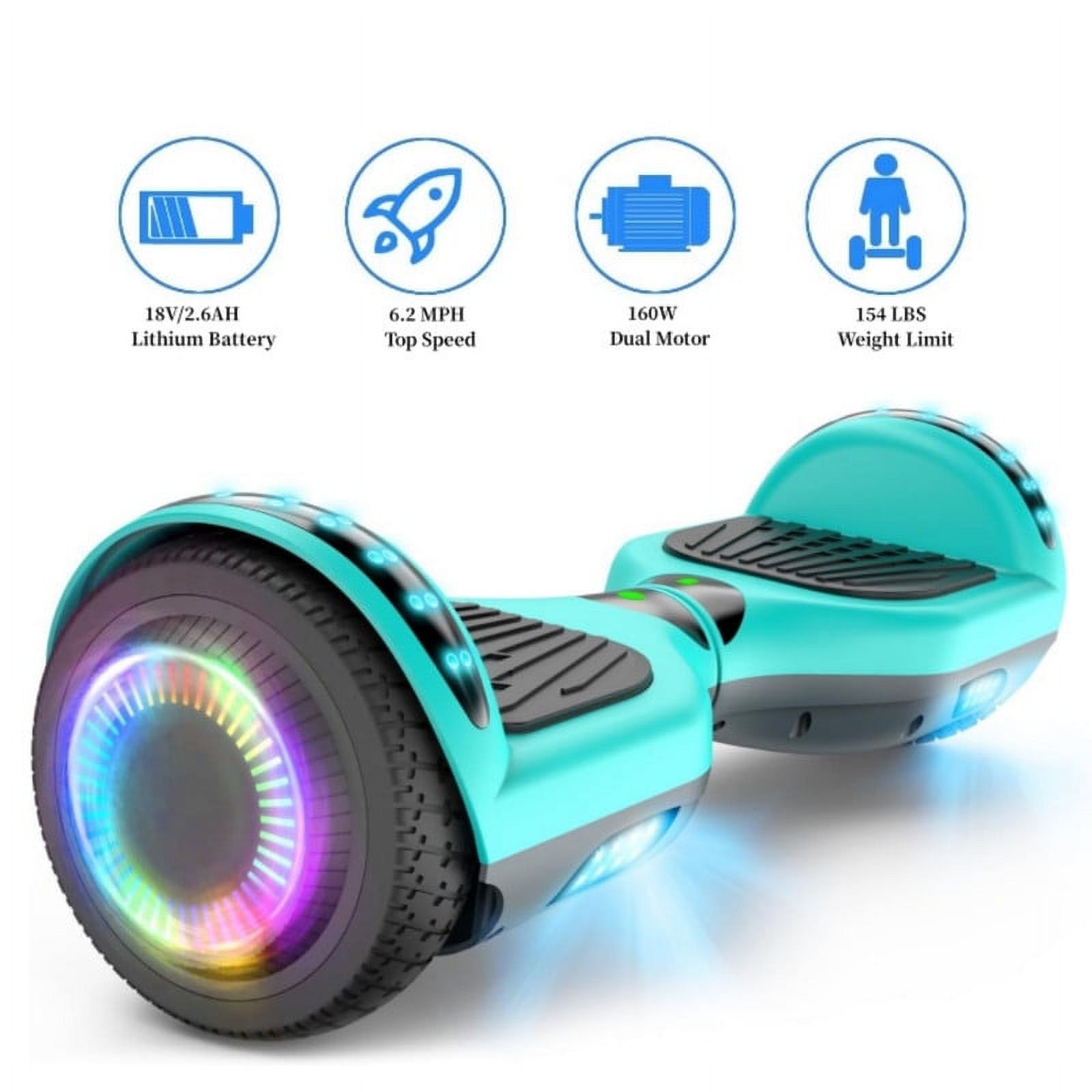 SISIGAD My First Hoverboard 6.5 inch Off-Road All Terrain Hoverboard with LED Flash Wheels for ...