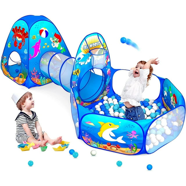 SISTICKER 3PC Baby Ball Pit, Play Tent & Pop up Tunnel, Children's Toy ...